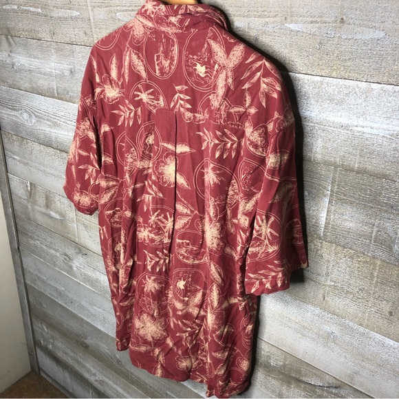 portofino | Shirts | Portofino 0 Silk Men Tropical Vacation Red Palm ...